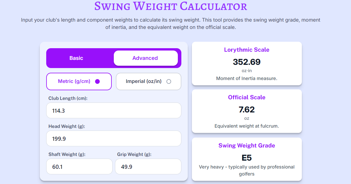 Swing Weight Calculator